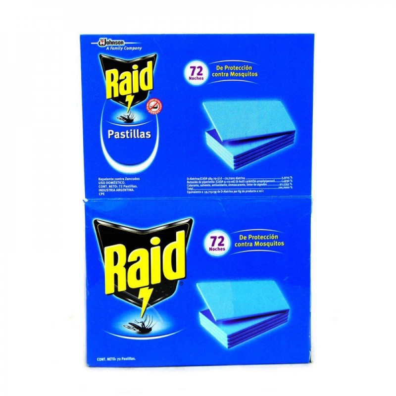 INSECTICIDA RAID PASTILLAS X72 UNIDADES | INSECTICIDAS, Comprar a Domicilio